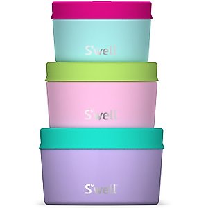S'well Stainless Steel Food Canister Set Of Three, 10oz, 16oz, and 24oz, Pastel Paradise, Single Walled Durable Construction, BPA Free, Dishwasher Safe