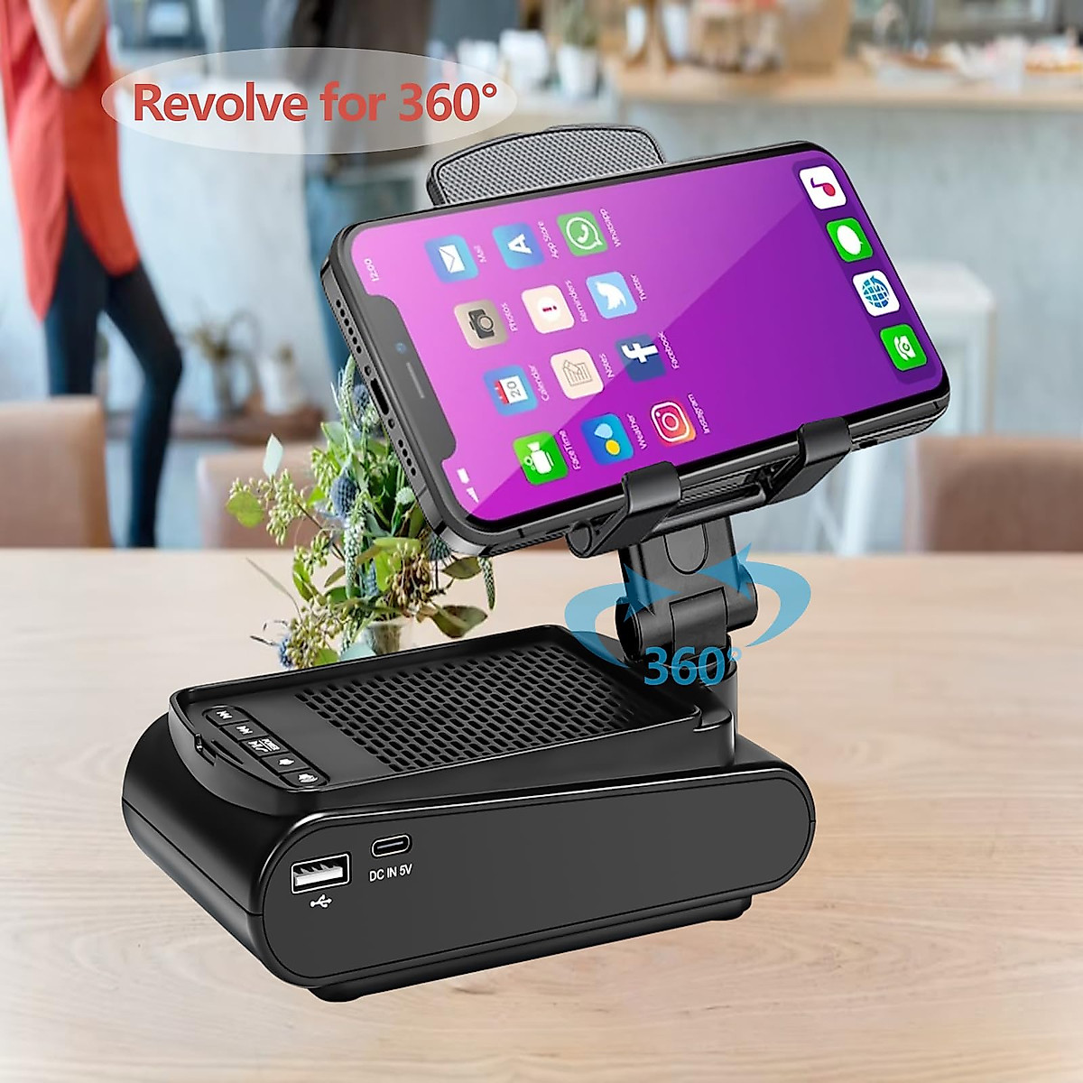 Gifts for Men,Cell Phone Stand with Wireless Bluetooth Speaker HD Surround Sound for Home and Outdoors with Bluetooth Speaker for Desk Compatible with iPhone/ipad/Samsung Galaxy