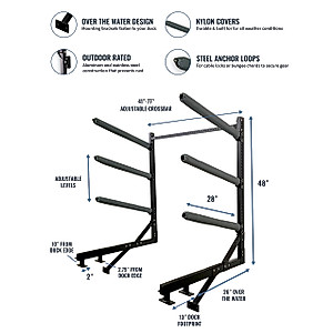 StoreYourBoard Kayak Dock Storage Rack, Outdoor Over The Water Mount, Holds 400 lbs, Heavy-Duty Metal Stand