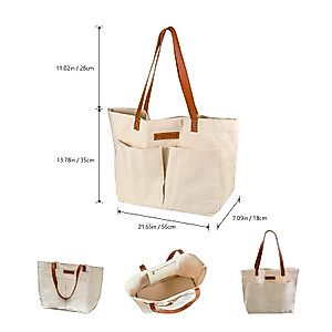 Berry&Bird Garden Tool Bag, Canvas Garden Tote With Pockets, Wear-Resistant Multi-Purpose Tool Storage Bag, Home Organizer Gardening Tool Kit for Indoor and Outdoor Gardening, 21.65" x 7.09" x 13.78"