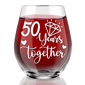 AGMDESIGN Happy 50th Anniversary Wine Glass, 50 Years Together, Wedding Engagement Gifts for Women Men, 50 Year Anniversary Party Decor, His And Hers Gifts Ideas for Anniversary