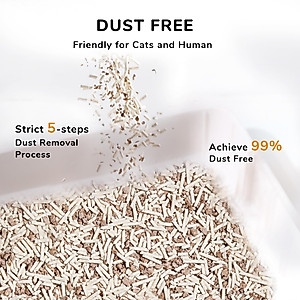 FUKUMARU Tofu Cat Litter, 18 LBS Flushable Cat Litter Clumping, Dust Free Cat Litter Tofu, Natural Unscented, Low Tracking Cat Litter Pellets, 24/7 Odor Control Mixed Apple Wood Pellet