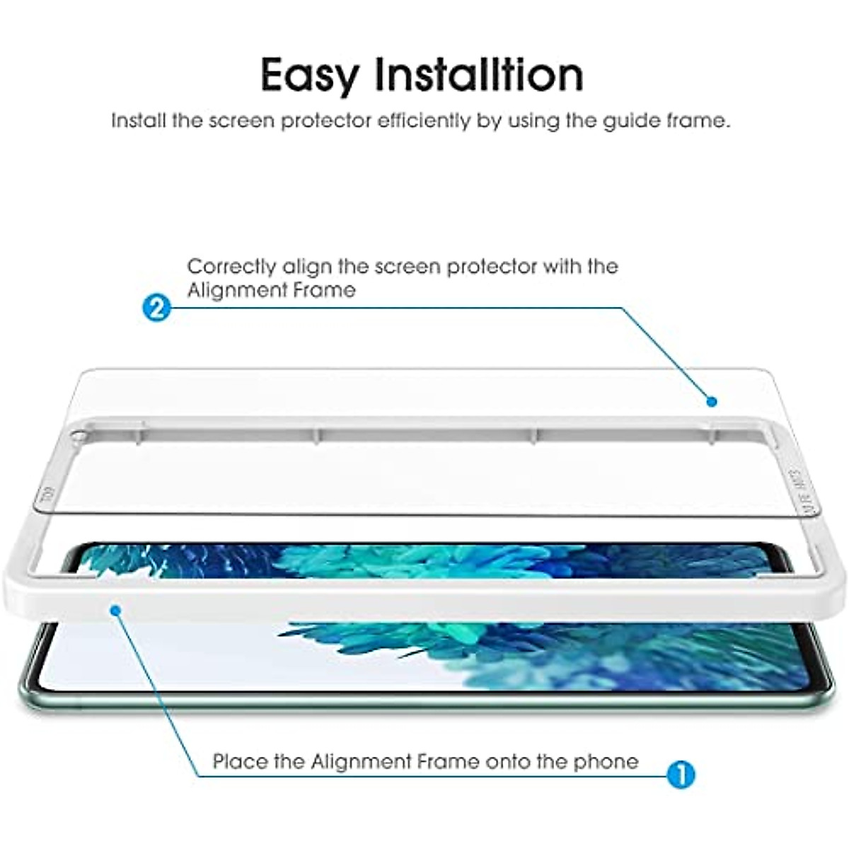 OMOTON [3+2 Pack] Samsung Galaxy S20 FE 5G Screen Protector & Camera Lens Protector, Tempered Glass/Guide Frame/High Definition/9H Hardness