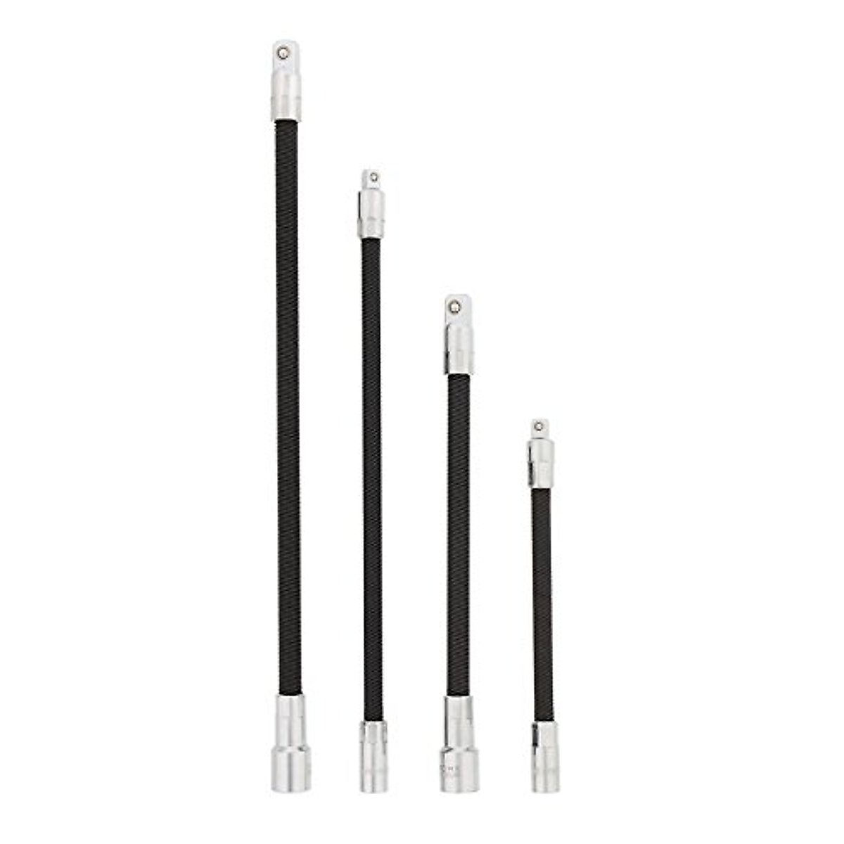 ABN Flexible Socket Extension Cables - 4pc Flex Socket Extension Bar Set 1/4in and 3/8in Drive Light Impact Extender