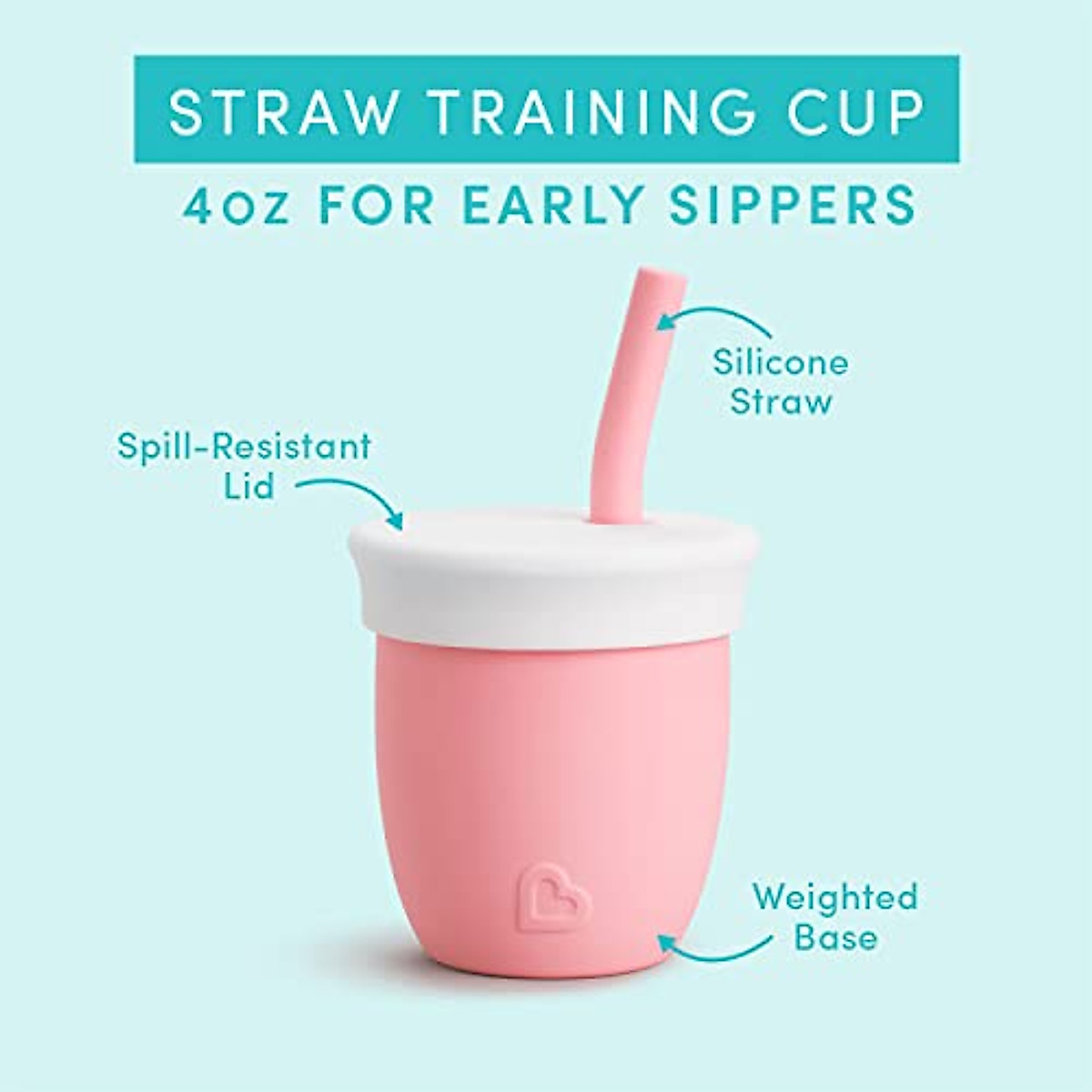 Munchkin® C’est Silicone! Open Training Cup with Straw for Babies and Toddlers 6 Months+, 4 Ounce, Coral