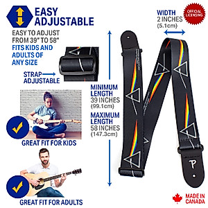 Perri's Leathers Ltd. - Guitar Strap - Polyester -Official Licensed Product- Pink Floyd Dark Side of the Moon - for Acoustic/Bass/Electric Guitars- Adjustable - Made in Canada (LPCP-1070)