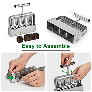 FLOLXNB Soil Blocker, Upgraded 2 inch Soil Block Maker with 12Pcs of Seed Pins, Soil Blocking Tool for Outdoor Garden Send Plants, Silver