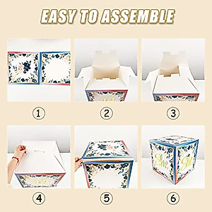 Gender Reveal Decorations - 4 Sets of He or She Balloons Boxes with Letters,Baby Blocks for Baby Shower Backdrop,Navy and Blush Balloons Set & Boy or Girl Banner,Mommy To Be Sach with Paper Pom Poms for Boy or Girl Baby Shower Gender Reveal Party Supplies