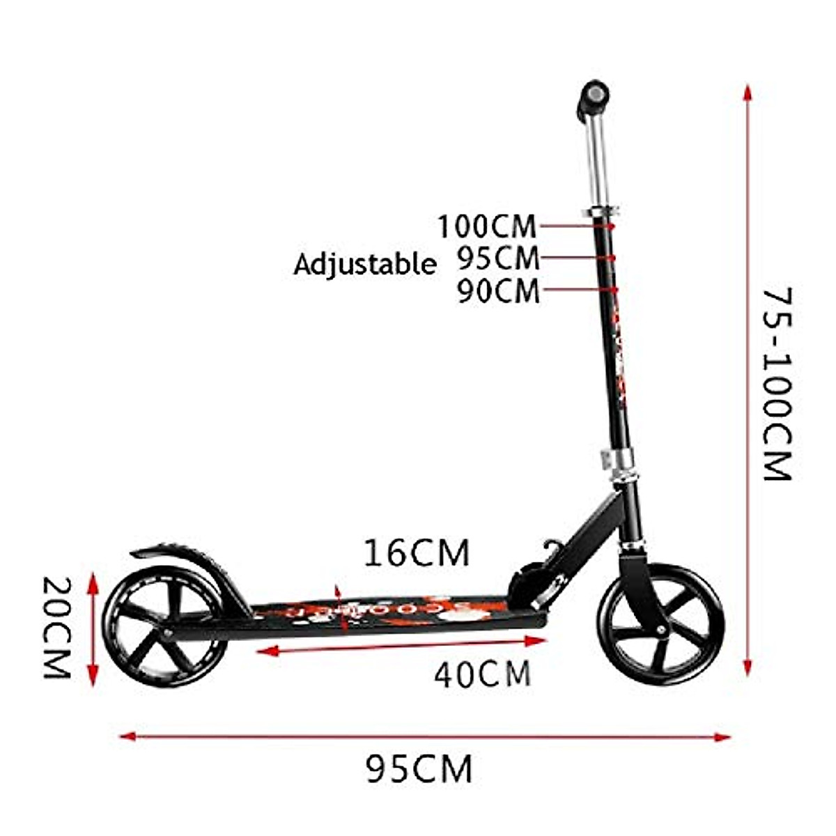 ygqtbc Children Scooter -Scooter for Kids Wheel Kick Scooter for Toddler Girls & Boys, Lean to Steer, 4 Adjustable Height, Light Up Wheels for (Color : Black)