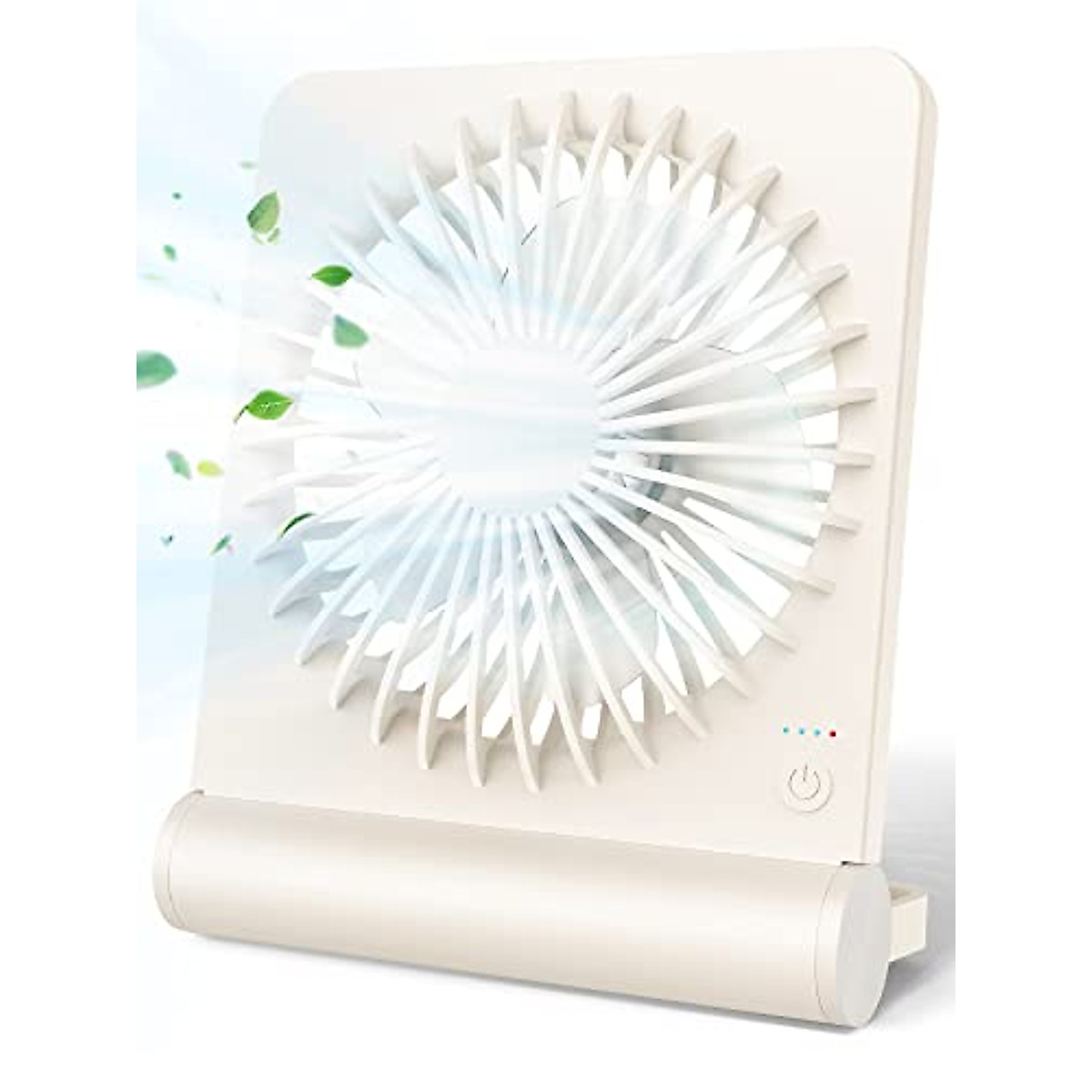 FERRISA Desk Fan, Small But Powerful, Portable Fan Battery Operated, 220° Tilt Folding Ultra Quiet Person Mini Fan, Strong Wind, 3 Speed Adjustable For Home Office Desktop Travel Camping (Beige)