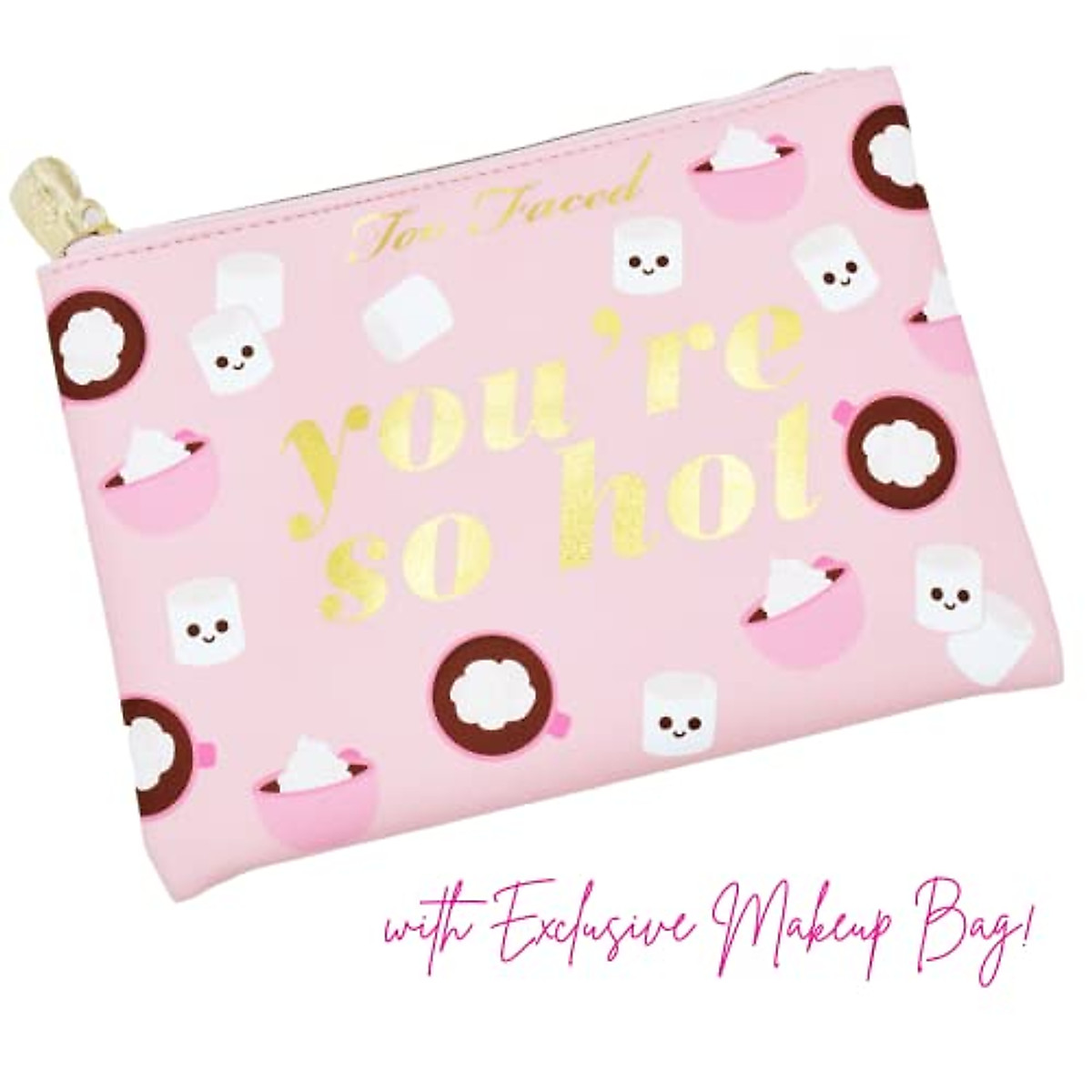 Too Faced You’re So Hot Bronzer and Lip Gloss Set:: Hot Cocoa Face Bronzer, Christmas Cocoa Lip Injection Power Plumping Lip Gloss, and Makeup Bag