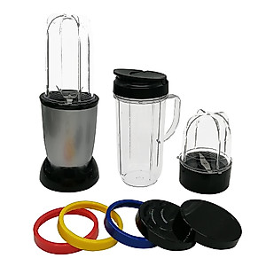 Personal Size Blender 250 Watts Power Electirc Juicer Food Processor for Shakes Smoothies Seasonings Sauces with 3 Pieces Mug (12oz/16oz/22oz)-Silver (12)