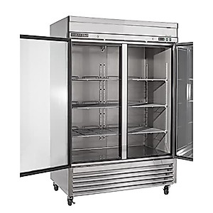 Maxx Cold MXSR-49GDHC 54" Double Glass Door Reach-In Refrigerator in Stainless Steel with 42.9 Cu. Ft. Storage, Bottom Mount