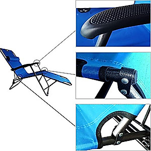 Lounge Chairs Outdoor,Folding Patio Lounge Chairs for Outside Adjustable Footrest Beach Sun Pool Lawn Chaise Chairs with Pillow for Camping Patio Lawn (Blue)