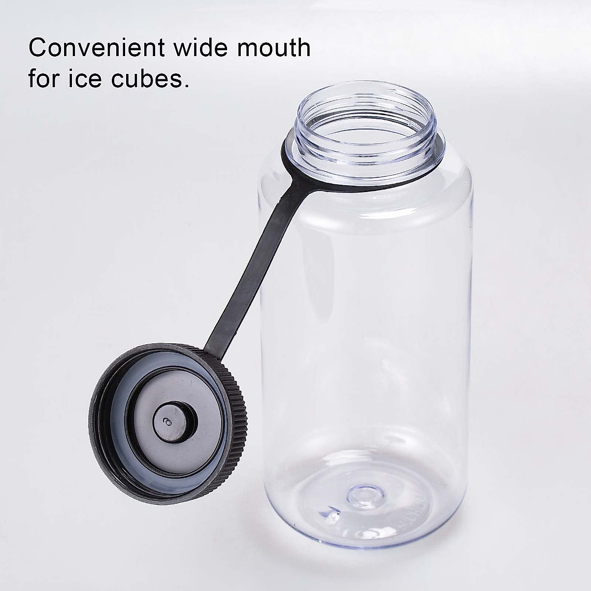 SUNNOW 6 Pack Clear Water Bottles Bulk, 32 oz Reusable Plastic Bottle with Handle, Wide Mouth, Lightweight for Sports Travel Gym Cycling Hiking, Personalized DIY Gift Women Men Teacher Nurse