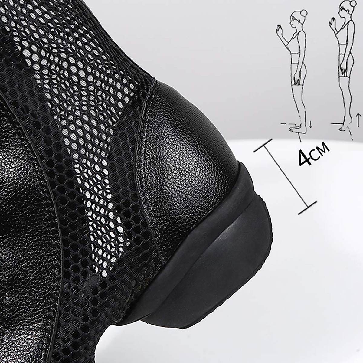 HIPPOSEUS Women's High Top Breathable Soft Modern Dance Shoes Jazz Boots Dance Sneakers with Split Sole, Black, US 6.5