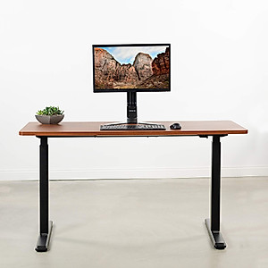 VIVO Dark Walnut 60 x 24 inch Universal Solid One-Piece Table Top for Standard and Sit to Stand Height Adjustable Home and Office Desk Frames, DESK-TOP60D