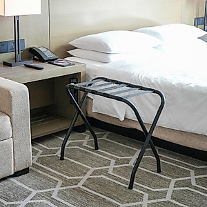 Laicozyjia Luggage Rack, Suitcase Stand, Luggage Stand for Guest Room, Fully Assembled Luggage Rack Pack of 2, Metal Suitcase Stand with Nylon Straps Easy Assemble Black