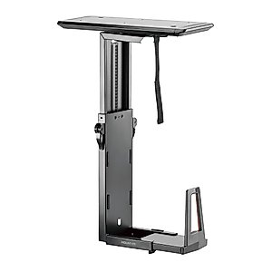 Mount-It! CPU Under Desk Mount Bracket, Height Adjustable Heavy Duty Computer Tower Desk Mount with Sliding Track, 44 lbs Weight Capacity, Adjustable Width and 360° Swivel Easy Cable Access, Black