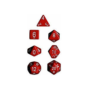 Chessex Polyhedral 7-Die Opaque Dice Set - Red with White