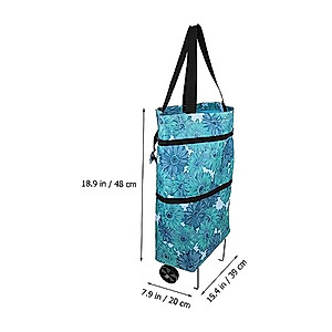 LABRIMP Shopping Bag with Wheels Collapsible Grocery Bag Trolley Bag with Wheel Grocery Storage Pouch Hand Cart Foldable Shopping Bag for Groceries Shopping Cart Fruit Oxford Cloth