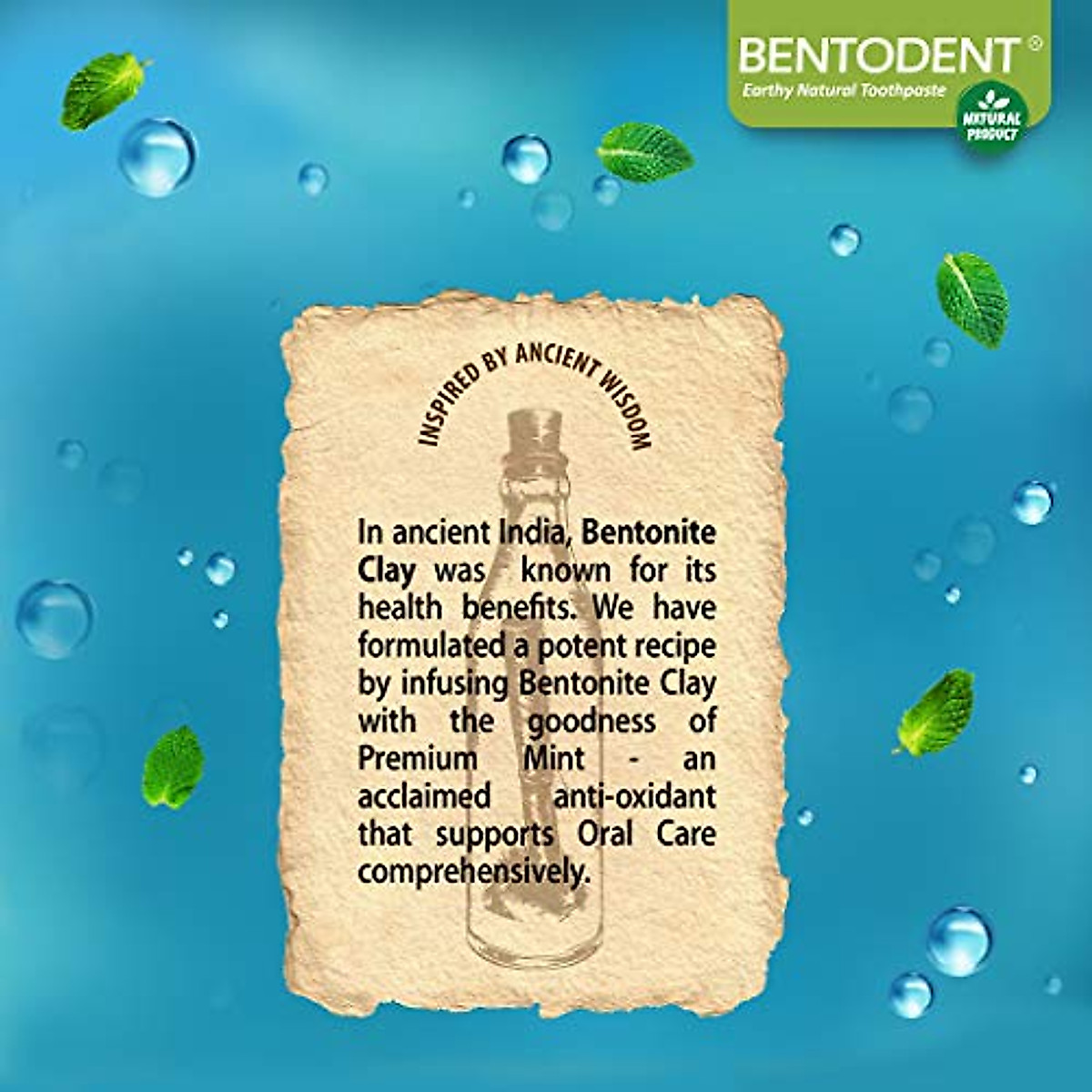 Bentodent Natural Toothpaste for Family Including Kids (Premium Mint)