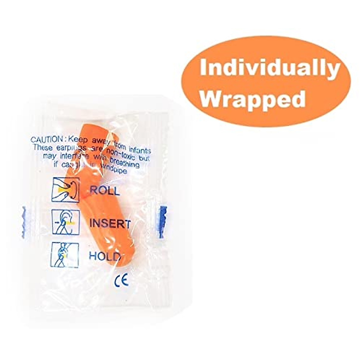 Quality Foam Earplugs 50 Pair- 32dB Noise Cancelling Disposable Individually Wrapped Packaged Bulk in Pairs Soft for Sleeping Travel Concert Shooting Hunting Study Work Construction Safety Orange