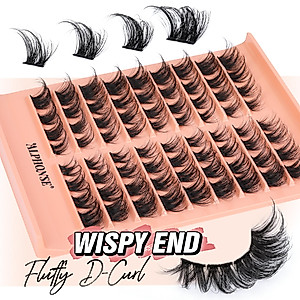 Lash Extension Individual Lashes Wispy Lash Clusters 18mm Cat Eye Cluster Lashes D Curl Eyelash Clusters DIY at Home Faux Mink Eyelash Extensions by ALPHONSE(72Pcs)