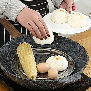 HAOSJINY Steamer Rack - Steamer Basket For Pot, Round Stainless Steel Steaming Rack, Canning Racks, Single layer silver (22 cm / 8.66 in)