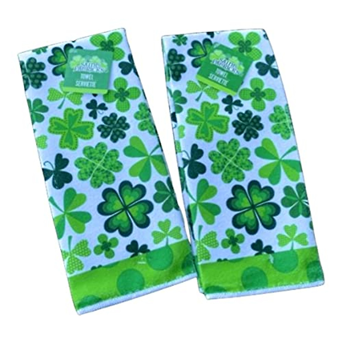 St. Patrick's Day Shamrock Kitchen Bathroom Hand Towels, Set of 2