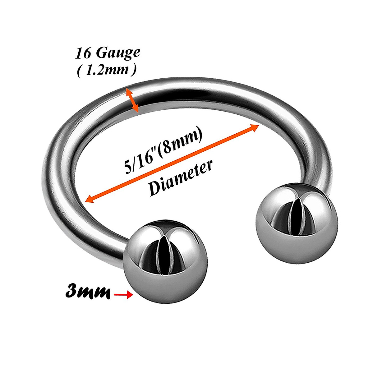 bodyjewellery 2pcs 16g Circular Barbell Titanium G23 Helix Tragus Lip Ring Cartilage Bite Snake Septum Ear Eyebrow Nose B2CCQ 8mm