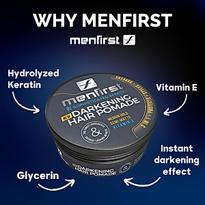 MENFIRST - Hair and Beard Pomade for Men - Instant Gray Coverage for Medium Brown to Black Styling Paste - Darkens White Hair Like a Wax - 1 Pack