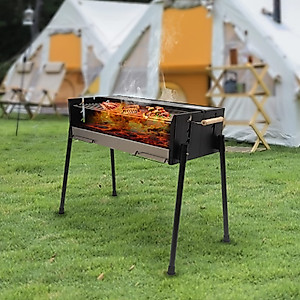 Folding Barbecue Grill Stainless Steel Portable Charcoal BBQ Grill Lightweight Tabletop Grills Outdoor Camping Barbecue Grill Tools for Patio Backyard, Hiking Picnics, Outdoor Event