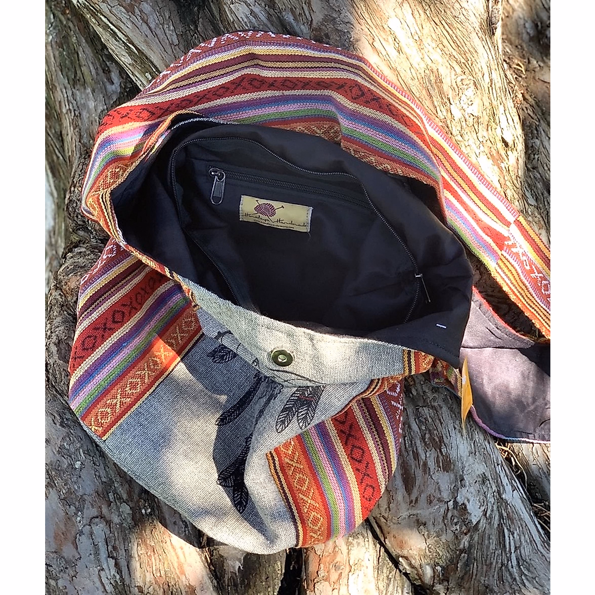 Himalaya Handmade Cotton Shoulder Bag, Unique Tapestry Hippie Crossbody with Dream Catcher Print Hobo Cross body Women bag, Festival bag Sling Boho Bag/Handmade with Love., Multi Colored Orange