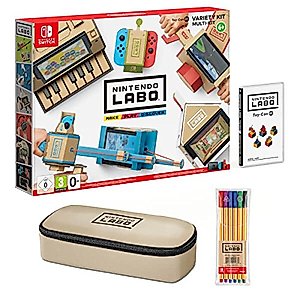 Nintendo Labo Variety Kit, Customization Set, and Nintendo Switch Console with Neon Joy Con Bundle
