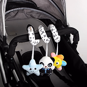 AIPINQI Spiral Stroller Toys, Infants Spiral Activity Toys Comfortable Pram Crib Plush Toy for Boys Girls Spiral Hanging Toys for Car Seat, Panda