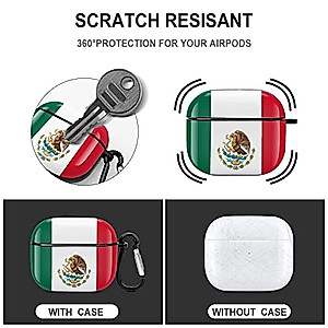 YouTary Compatible with Airpods 3 Case Cover 2021 with Keychain Mexico Flag Pattern, Apple AirPod Headphone Cover Unisex Shockproof Protective Wireless Charging