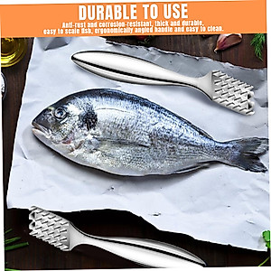 Fish Scaler 304 Stainless Steel Fish Scale Remover with 7.5'' Non-slip Handle and 24 Serrated Nails Portable Fish Descaler Tool Quick Fish Scaling Fish Scraper