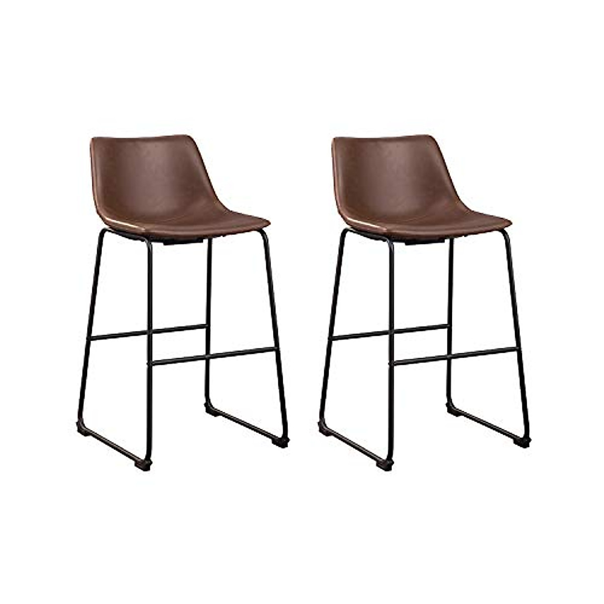Signature Design by Ashley Centiar Urban Industrial 28.75" Pub Height Bucket Seat Barstool, 2 Count, Brown