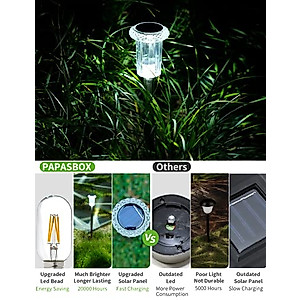 papasbox 12 Pack Solar Pathway Lights Solar Outdoor Lights Stainless Lamp Waterproof LED Solar Powered Landscape Path Ground Stakes Light for Lawn Garden Yard Patio Walkway Driveway Lighting