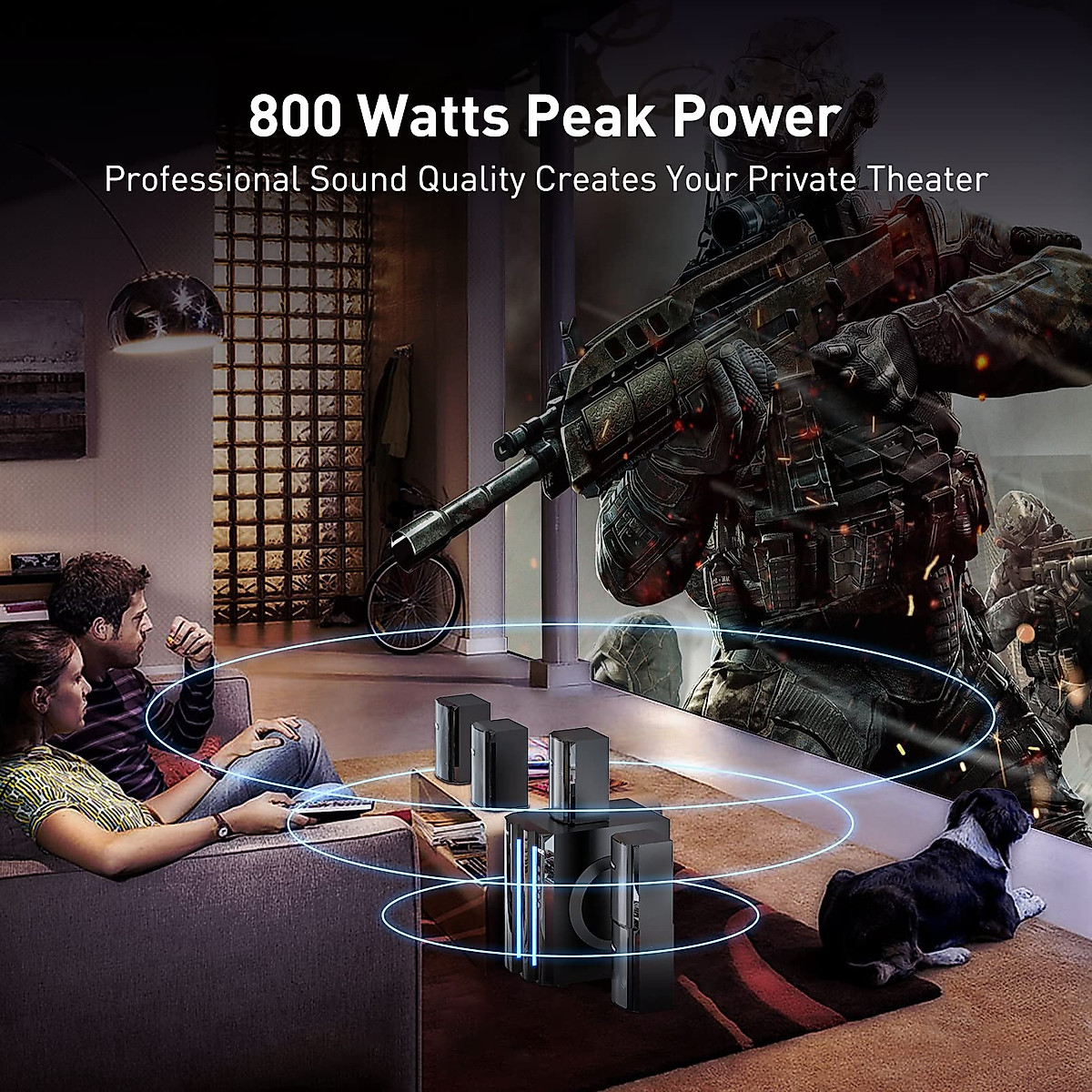 Bobtot Home Theater Systems Surround Sound Speakers - 800 Watts 6.5inch Subwoofer 5.1/2.1 Channel Wired Home Audio Stereo System with HDMI ARC Optical Bluetooth Input for TV