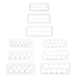 9 Pcs Cookie Fondant Cutter, 3 Shapes Geometric Biscuit Cutter Fondant Impression Mat for Cake Making Fondant Cookie