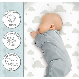 100% Organic Cotton Fitted Bassinet Sheets Fits Halo, Snoo, Graco, Dream on Me, Delta, and All Other Standard Size Bassinets. 3 Pk Adapts to Oval, Hourglass & Rectangle Shaped Bassinet Pads.