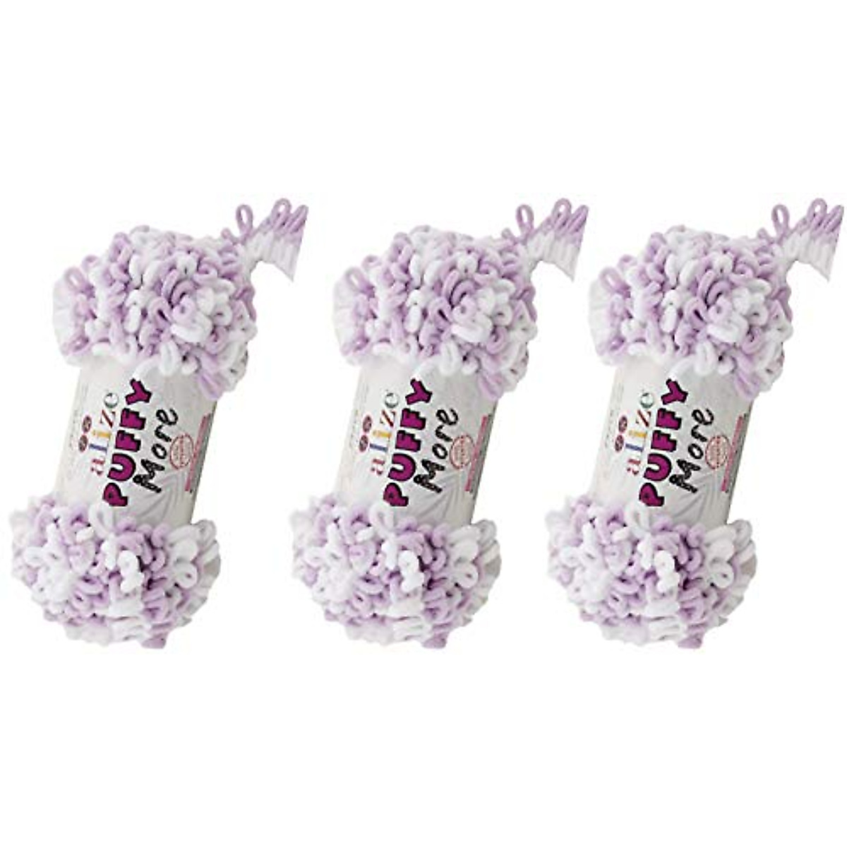 Alize Puffy Loop Yarn More Yarn Lot of 3skn 15.90 Oz 38yds 100% Micropolyester No Needles No Hooks Soft Yarn Blanket Yarn, Velvet Yarn, Easy Knitting Yarn (6291)