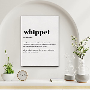 Whippet Definition a Medium-Sized Hound Canvas Wall Art Poster Print Gift, Whippet Definition Painting Ready to Hang Home Decor (11.5" x 15")