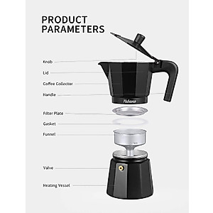 Yabano Stovetop Espresso Maker, 6 Cups Moka Coffee Pot Italian Espresso for Gas or Electric Ceramic Stovetop, Italian Coffee maker for Cappuccino or Latte