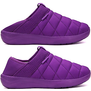 KUBUA Slippers for Men and Womens Indoor House Shoes Plush Slip on Outdoor Garden Loafers Purple 7 Women / 6 Men