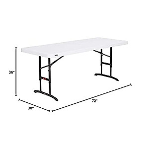 Lifetime 80752 Commercial Adjustable Height Folding Table, 6-Foot, White Granite
