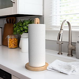 CHAUNCEY HOME Wooden Paper Towel Holder Stand for Jumbo Roll - Stylish Kitchen Paper Rack Bathroom Towel Roll Stand Organizer, Solid Wood Simply Standing Countertop Paper Roll Holder