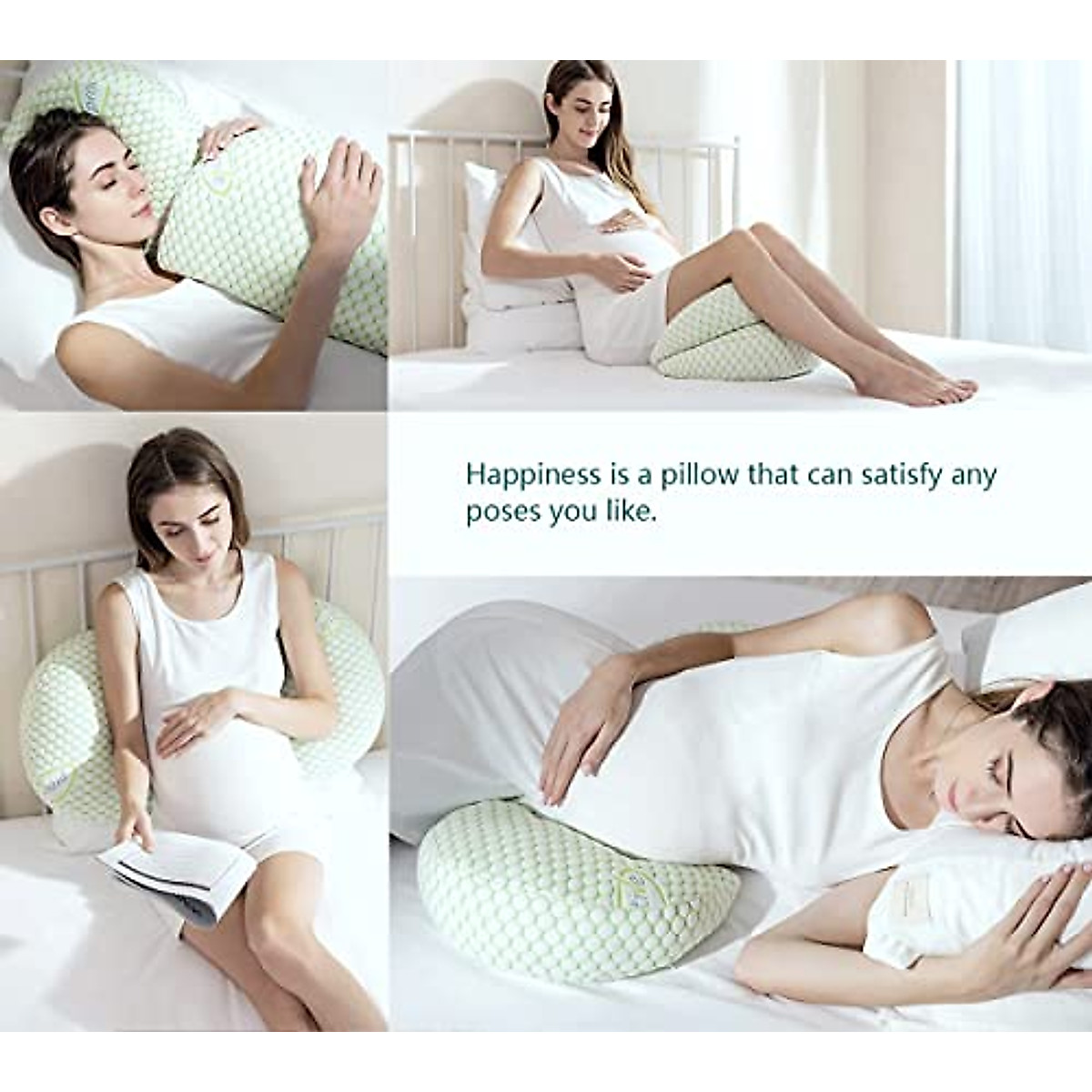 Oternal Pregnancy Pillows for Sleeping, Maternity Pillow for Pregnant Women, Body Pillow with Latex Filling, Wedge Pillow for Sleeping, Hips, Back Support with Removable Cover